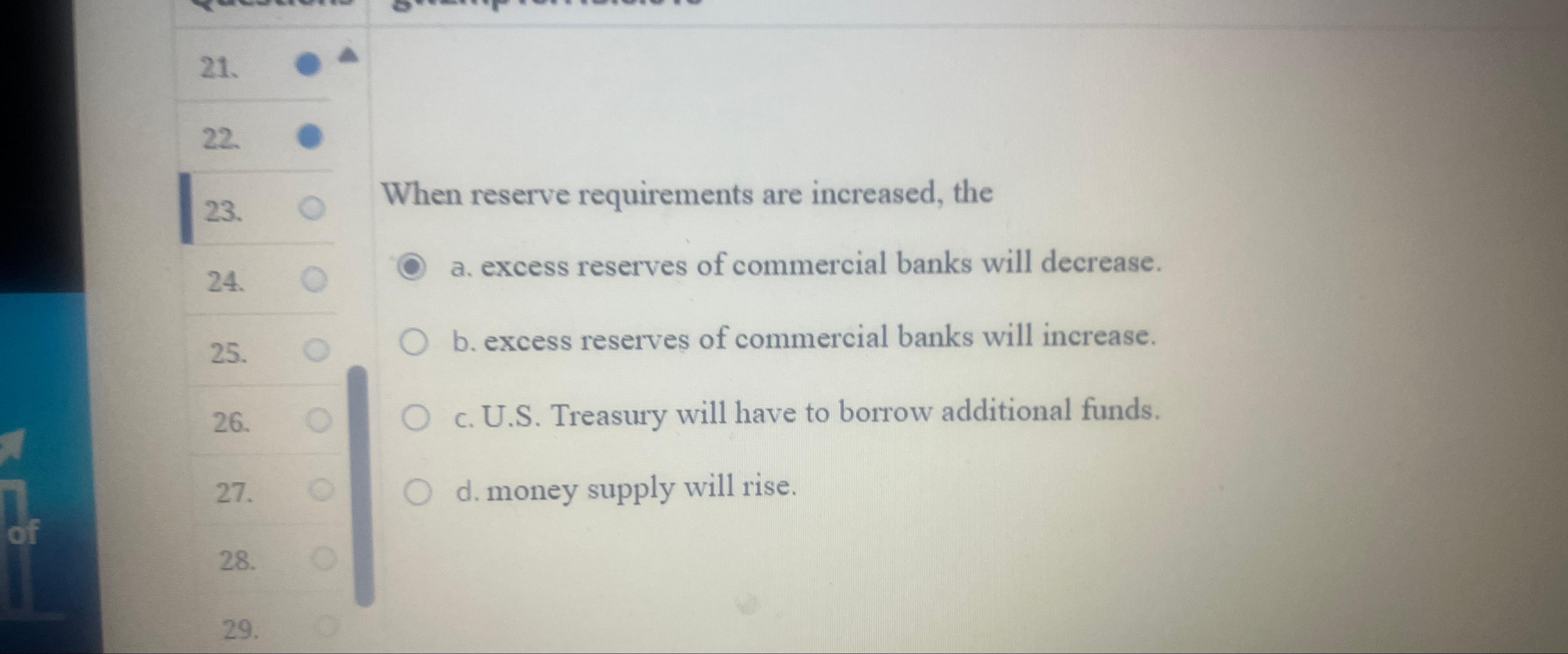 Solved When reserve requirements are increased, thea. | Chegg.com