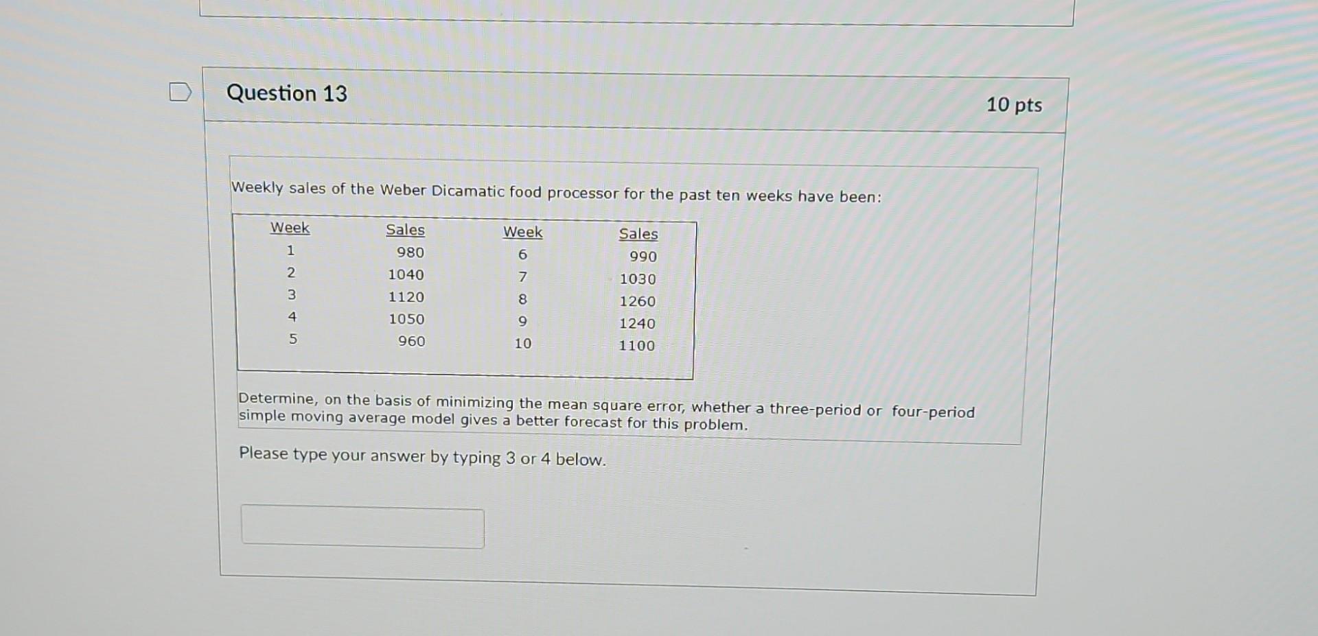 Weekly sales of the Weber Dicamatic food processor | Chegg.com