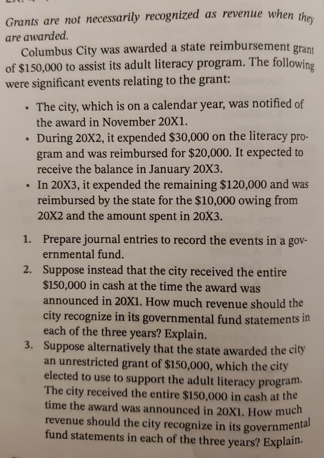 Solved Grants are not necessarily recognized as revenue when | Chegg.com