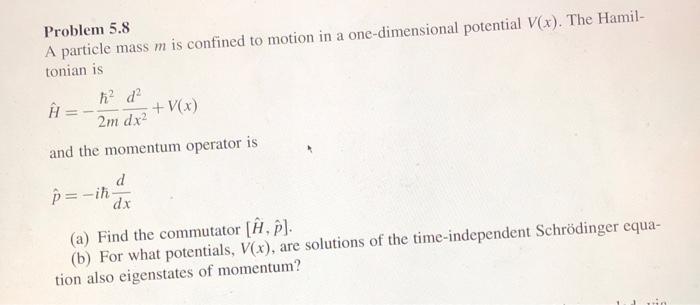 Solved A particle mass m is confined to motion in a | Chegg.com