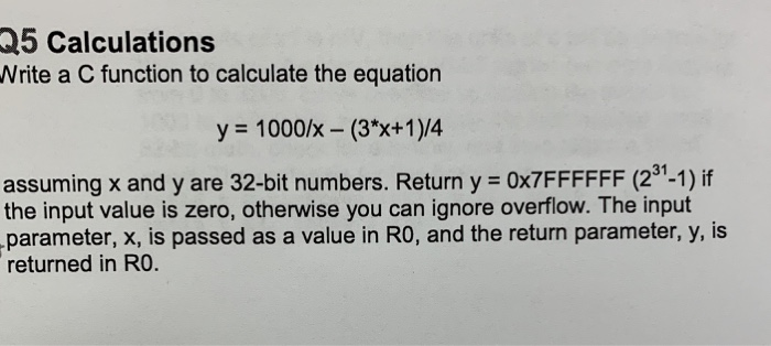 Solved Q5 Calculations Write a C function to calculate the | Chegg.com