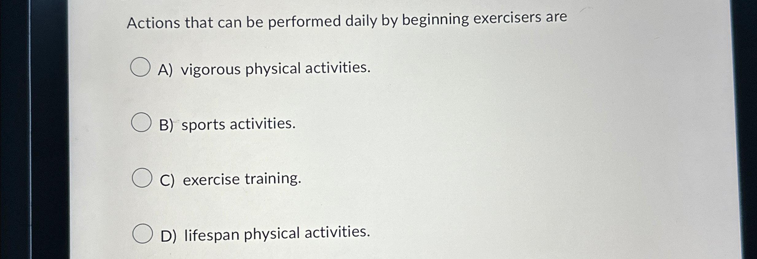 Solved Actions that can be performed daily by beginning | Chegg.com