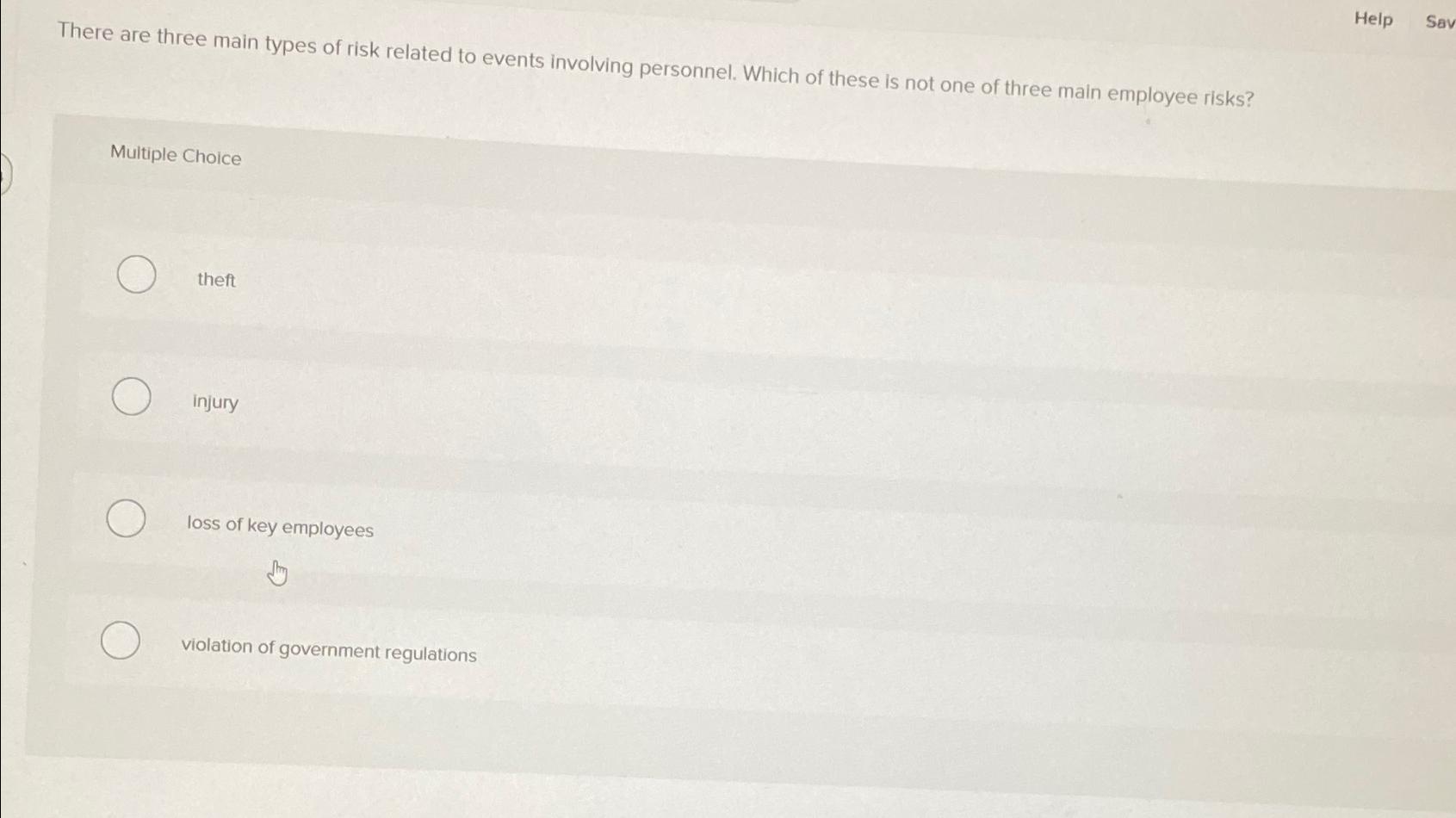 Solved There are three main types of risk related to events | Chegg.com