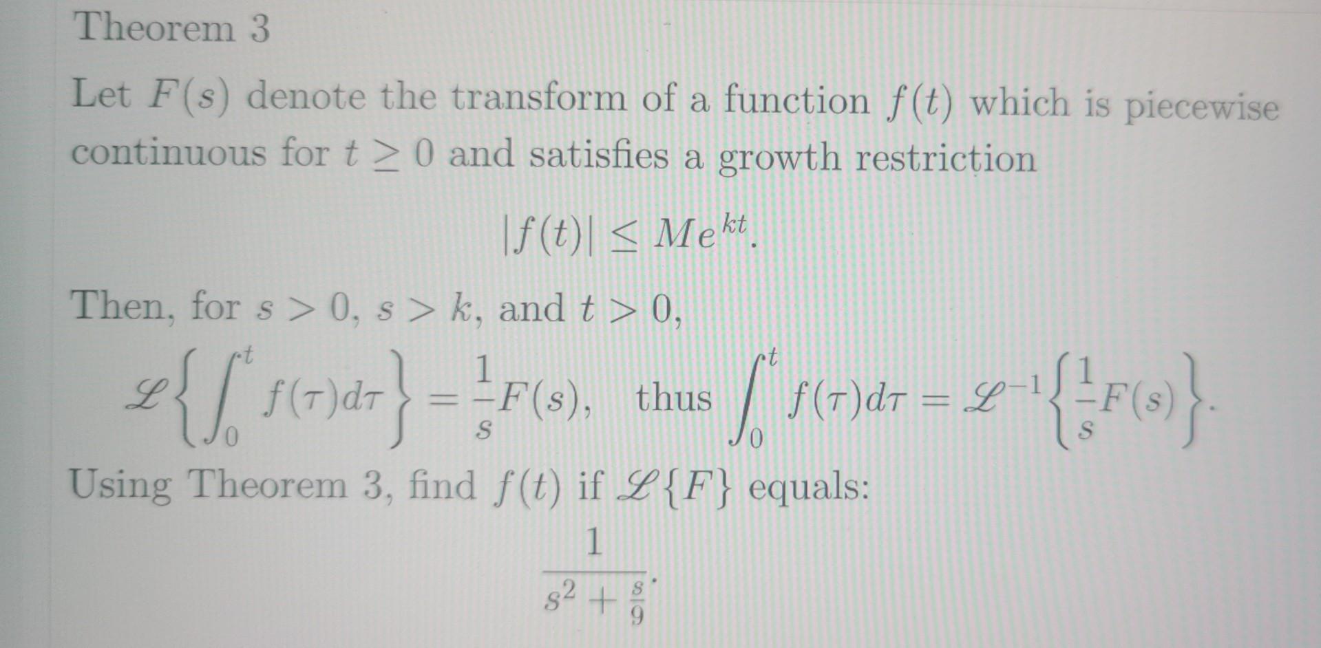 Solved Let F(s) denote the transform of a function f(t) | Chegg.com