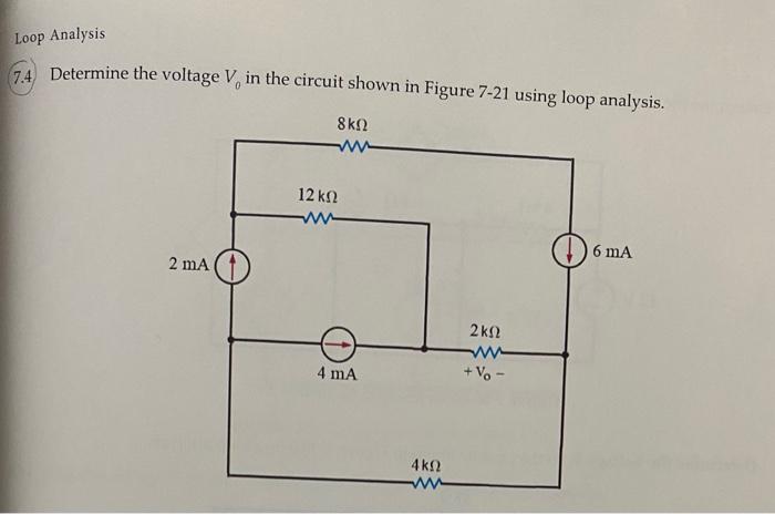 Solved Loop Analysis 74. Determine the voltage V, in the | Chegg.com