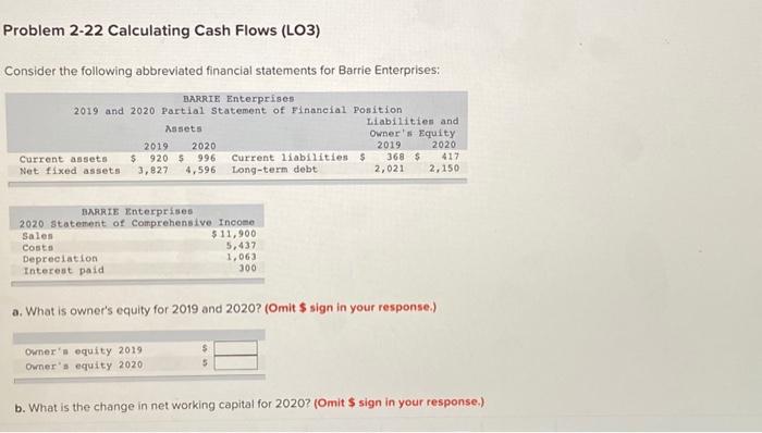 Problem 2-22 Calculating Cash Flows (LO3) Consider | Chegg.com