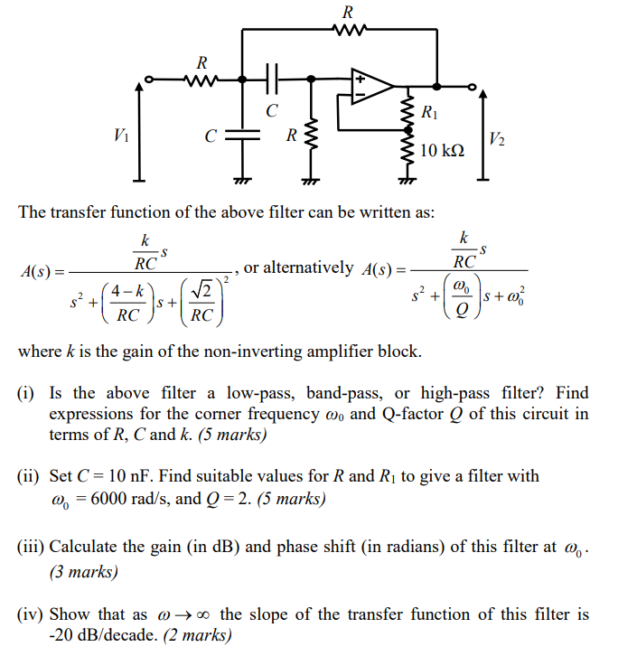 Solved The transfer function of the above filter can be | Chegg.com