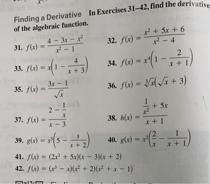Solved Finding a Derivative In Exercises 31-42, find the | Chegg.com