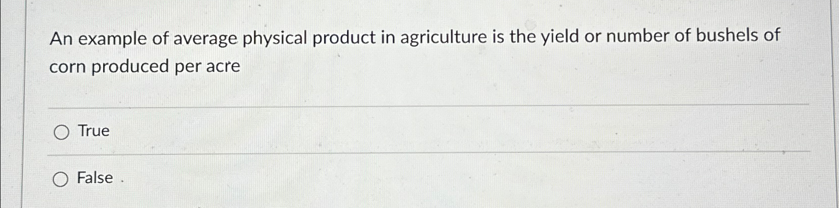 Solved An example of average physical product in agriculture | Chegg.com