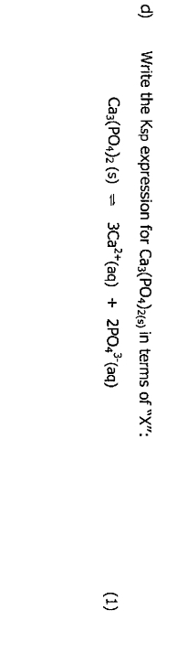 Solved d) ﻿Write the Ksp expression for Ca3(PO4)2(s) ﻿in | Chegg.com