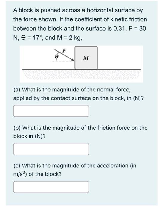 Solved A block is pushed across a horizontal surface by the | Chegg.com
