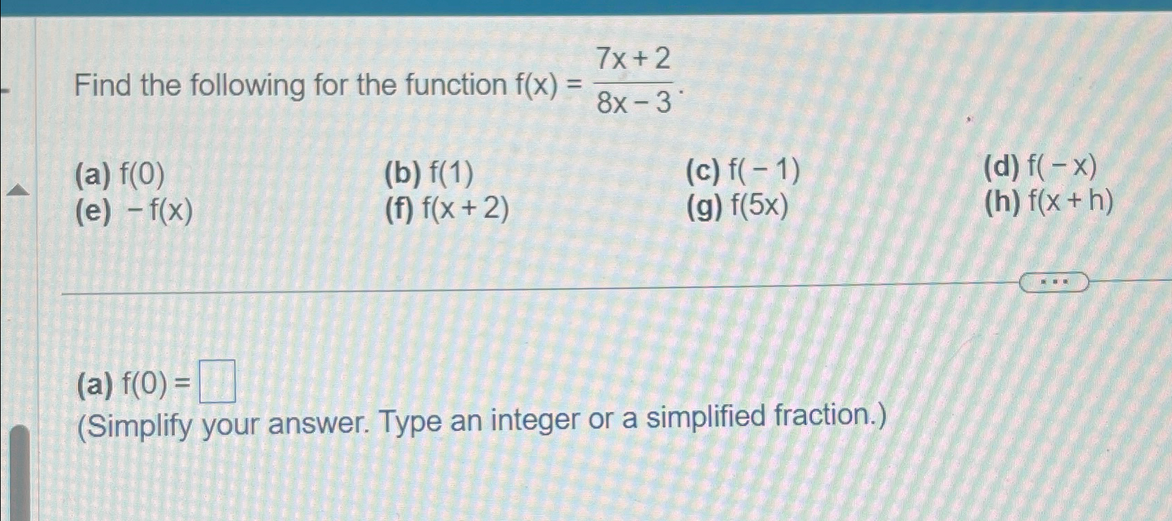 Solved Find the following for the function | Chegg.com