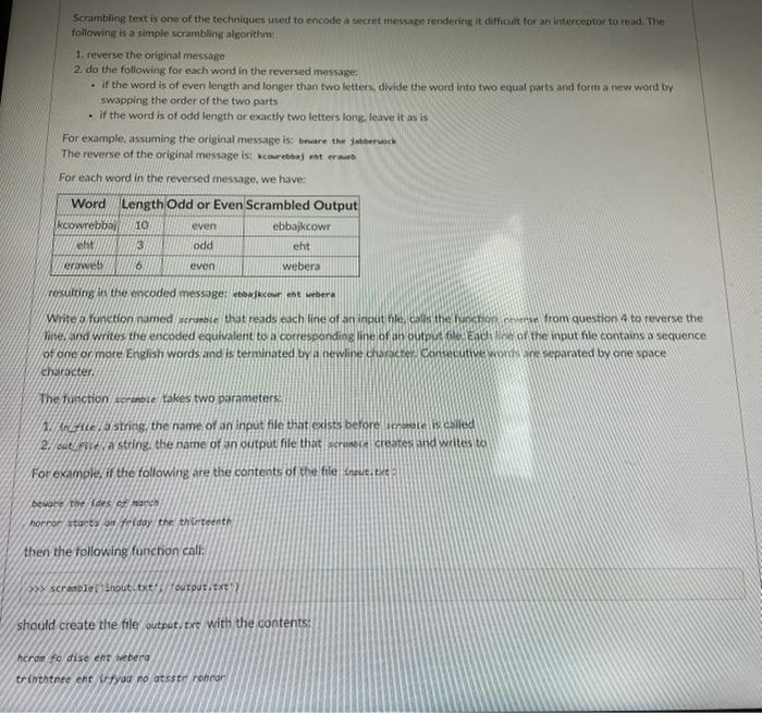 Solved Scrambling text is one of the techniques used to | Chegg.com