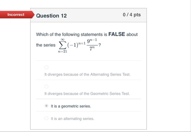 Solved IncorrectQuestion 1204 ﻿ptsWhich of the following | Chegg.com