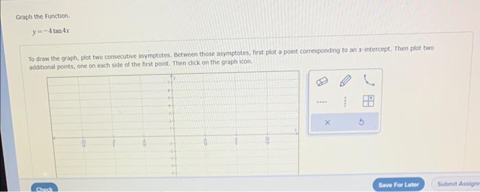 Solved Graph the function. y=−4tan4x To draw the graph, plot | Chegg.com