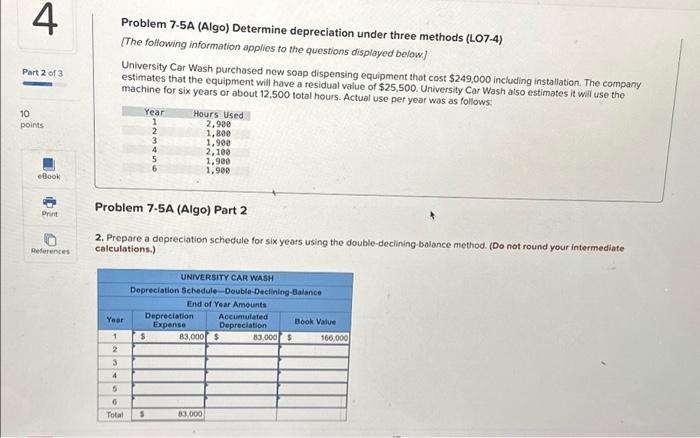 Solved Problem 7-5A (Algo) Determine depreciation under | Chegg.com
