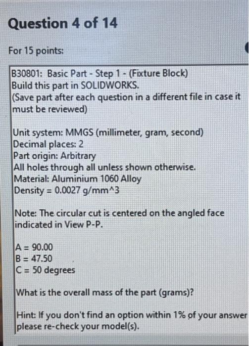 Solved Question 4 of 14 For 15 points: B30801: Basic Part - | Chegg.com