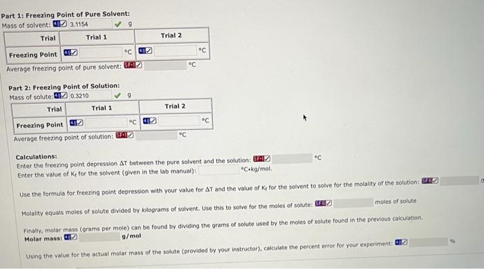 Solved Part 1: Freezing Point of Pure Solvent: Maee inf | Chegg.com
