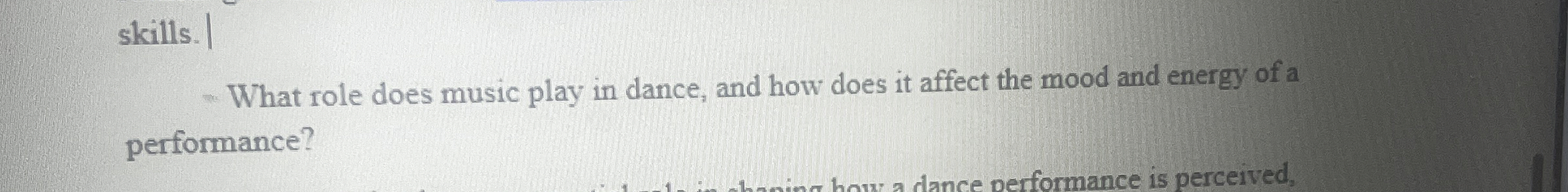 Solved What role does music play in dance, and how does it | Chegg.com