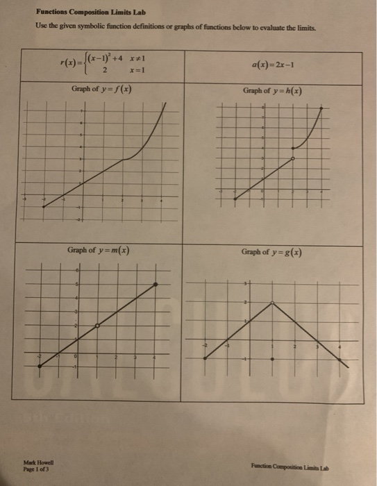 Solved Functions Composition Limits Lab Use the given | Chegg.com