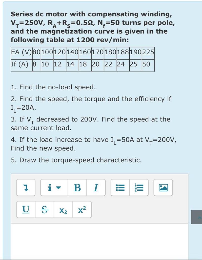 Solved Series dc motor with compensating winding, | Chegg.com