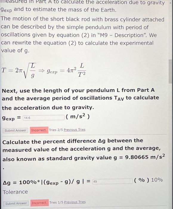 Solved Part B. Measure acceleration due to gravity using a | Chegg.com