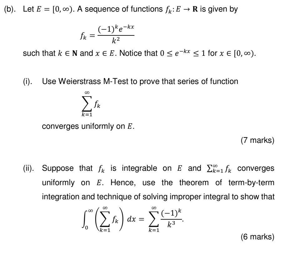 Solved Let E 0∞ A Sequence Of Functions Fke→r Is Given 4338