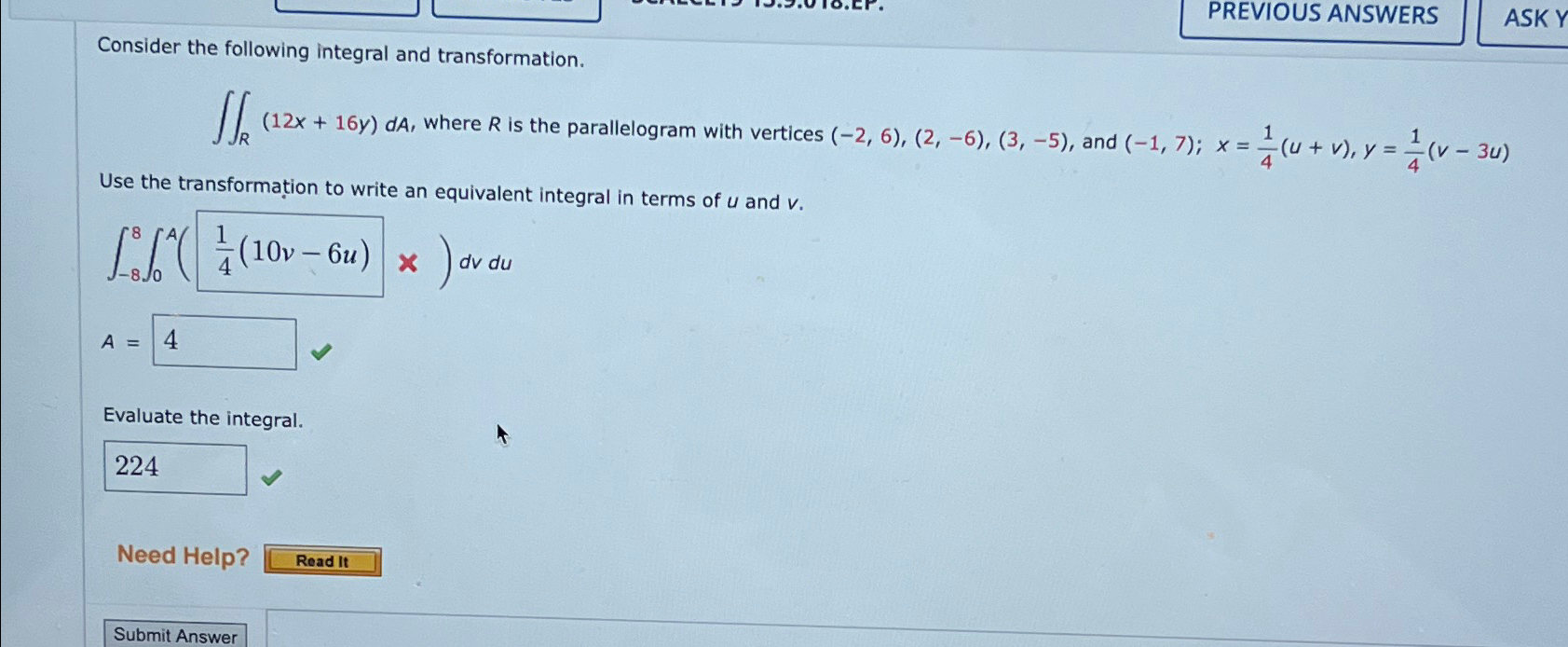 Solved Consider the following integral and | Chegg.com