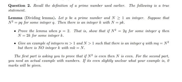 Solved Question 2. Recall the definition of a prime number | Chegg.com