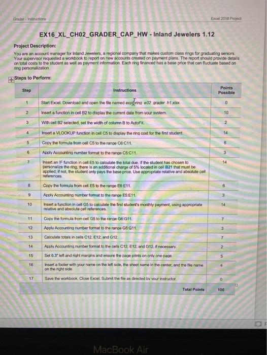 Solved Grader Instruction Excel 2016 Project 