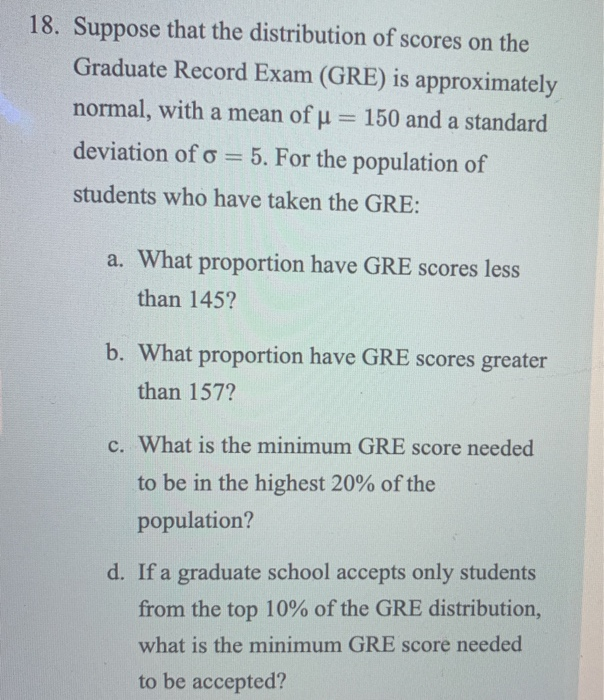 Solved 18. Suppose that the distribution of scores on the | Chegg.com