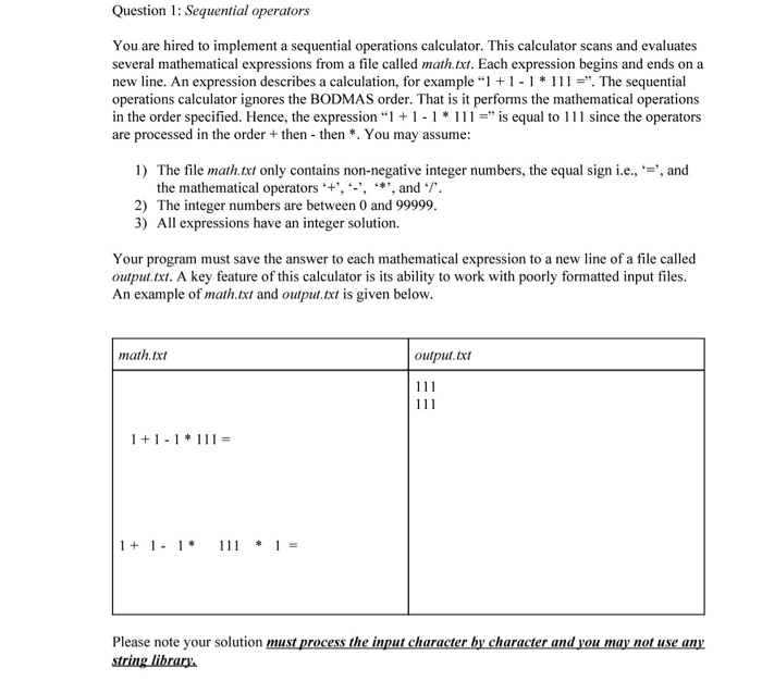 Solved Question 1: Sequential operators You are hired to | Chegg.com