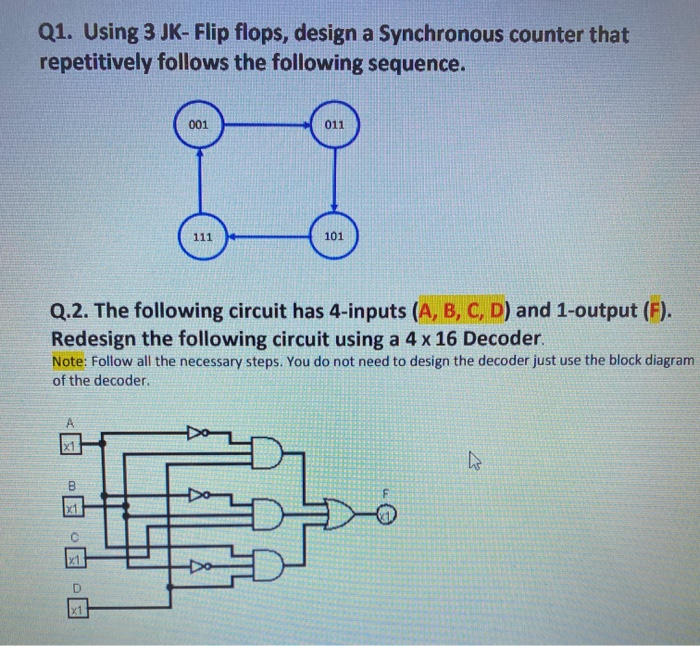 Solved using 3jk-flipflop, design a synchronous counter that | Chegg.com
