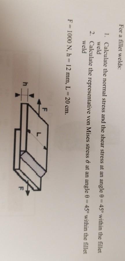 Solved For a fillet welds: 1. Calculate the normal stress | Chegg.com