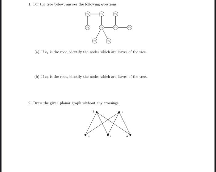 Solved 1. For the tree below, answer the following | Chegg.com