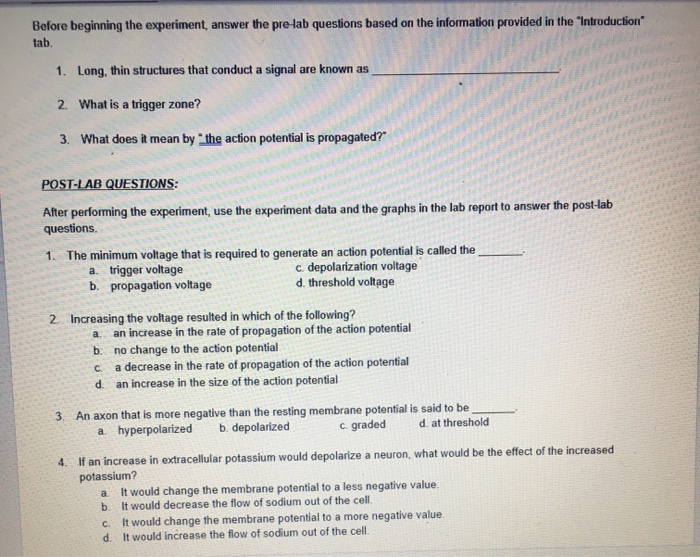 Solved Before beginning the experiment, answer the pre-lab | Chegg.com