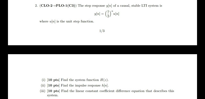 Solved 2. (CLO-2-PLO-1(C3)) The step response y[n] of a | Chegg.com