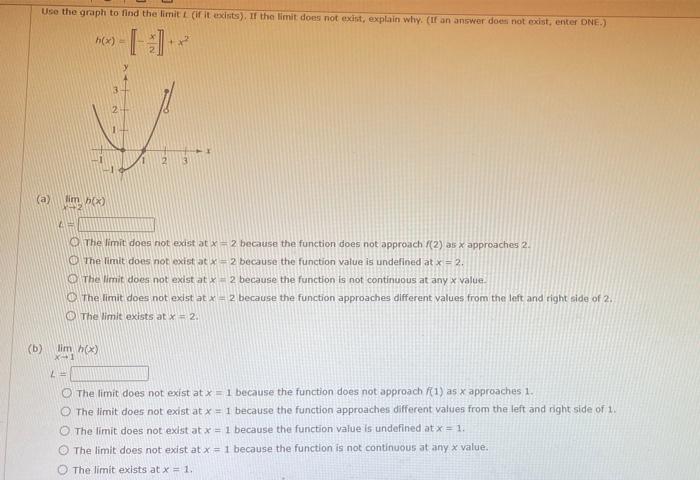 Solved Use the graph to find the limit (if it exists), If | Chegg.com