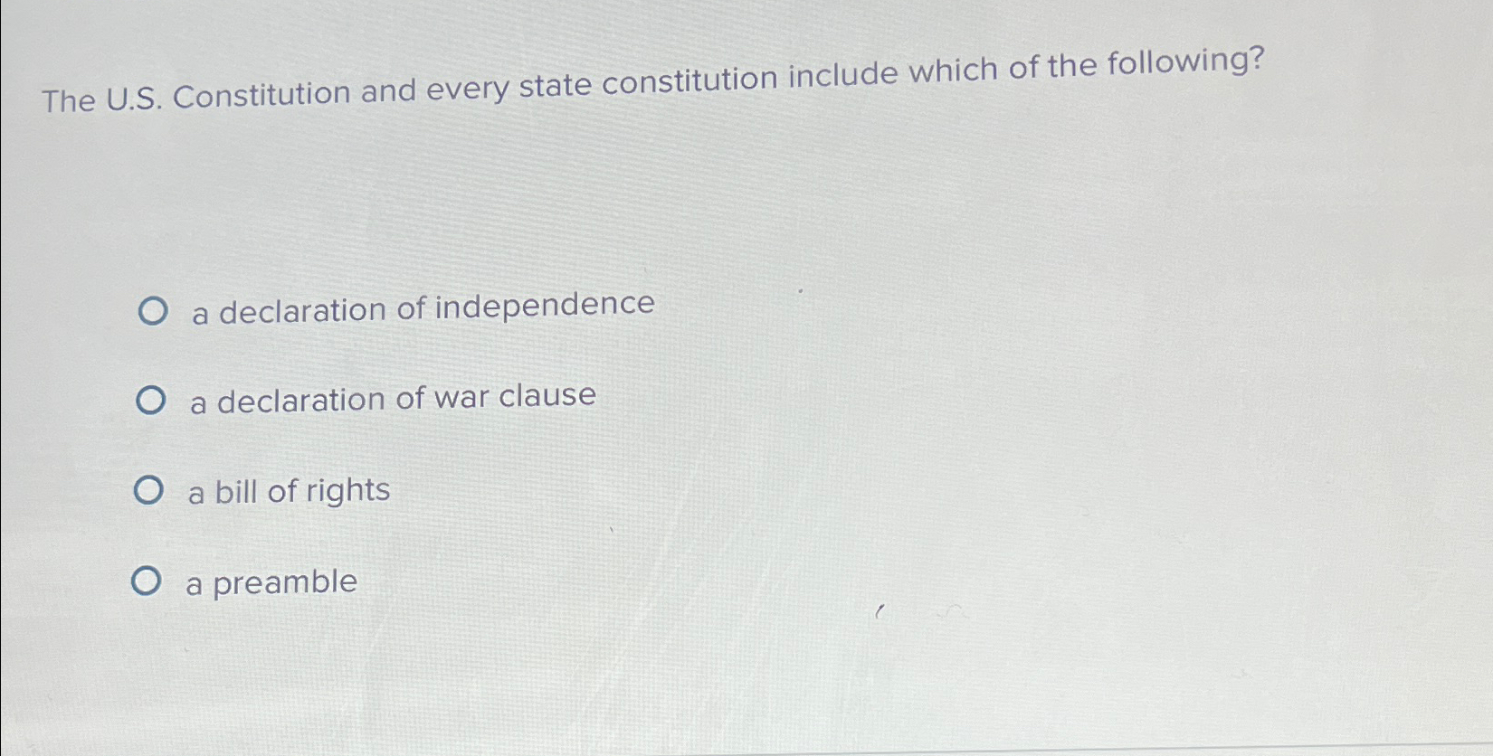 Solved The U.S. ﻿Constitution and every state constitution | Chegg.com