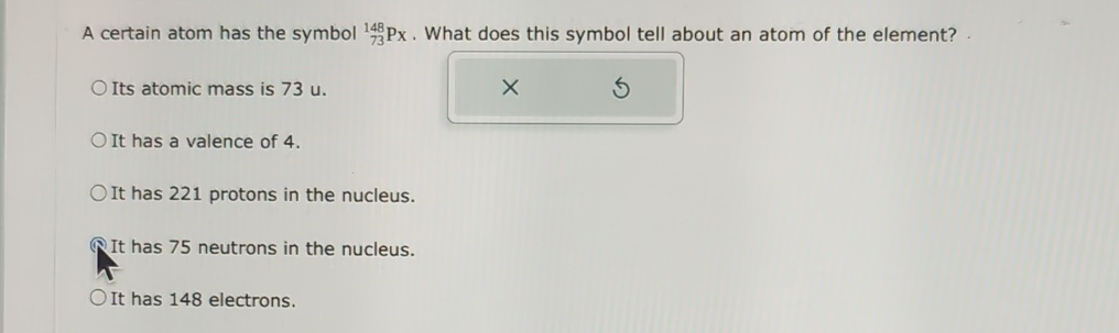 Solved A certain atom has the symbol ?73148Px. ﻿What does | Chegg.com