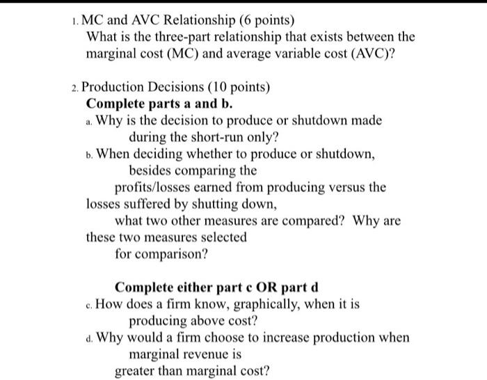 Solved 1. MC and AVC Relationship (6 points) What is the | Chegg.com