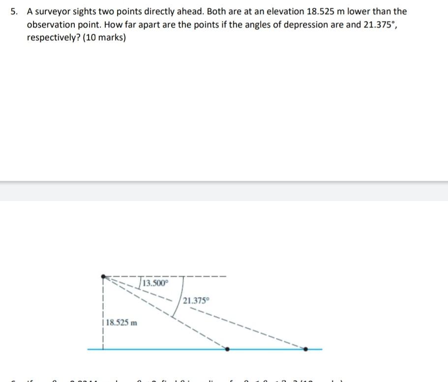 Solved 5. A surveyor sights two points directly ahead. Both | Chegg.com