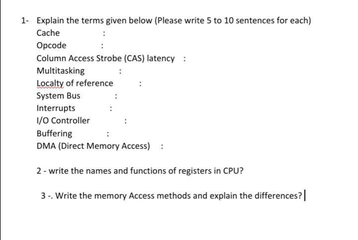 Solved 1. Explain the terms given below (Please write 5 to | Chegg.com