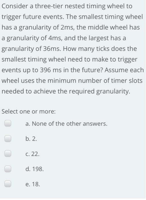 Solved Consider a three-tier nested timing wheel to trigger | Chegg.com