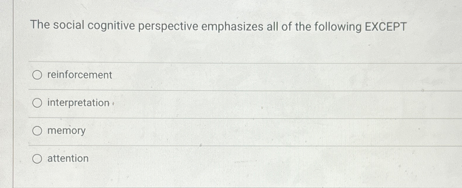 Solved The social cognitive perspective emphasizes all of | Chegg.com