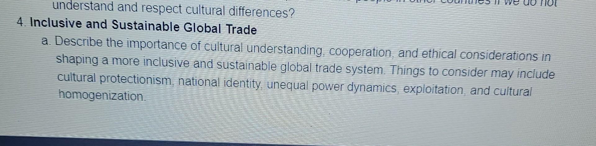 Solved understand and respect cultural differences?4. | Chegg.com