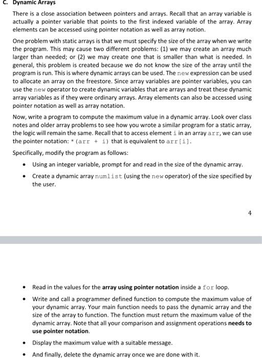 Solved .. Dynamic Arrays There is a close association | Chegg.com