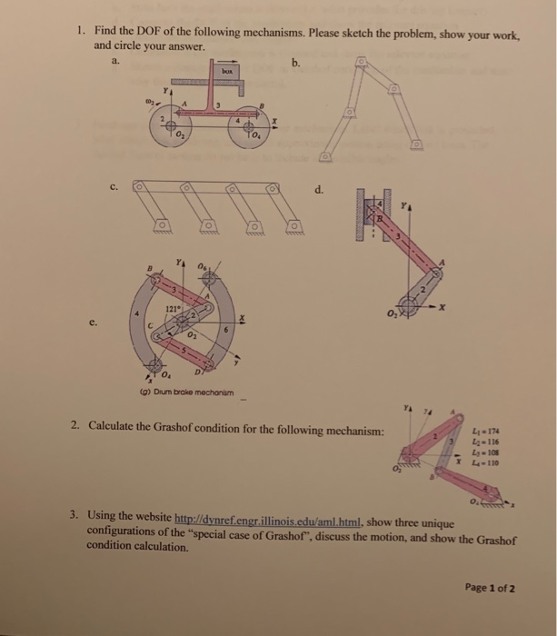 Solved 1. Find the DOF of the following mechanisms. Please | Chegg.com