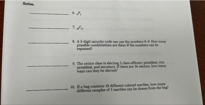 Solved 8. A 3-digit security code can use the numbers 0-9. | Chegg.com