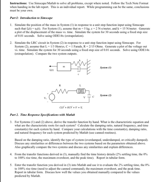 Instructions: Use Simscape/Matlab to solve all | Chegg.com